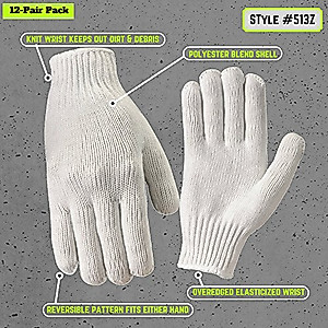 Wells Lamont mens 12 Pair Pack Work Gloves, White, Large Pack of US