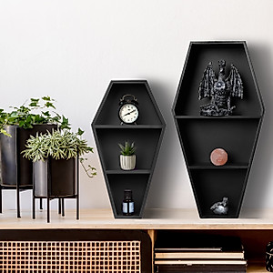 MANNY'S MYSTERIOUS ODDITIES Coffin Bookshelf - Includes Removable Shelves - Small and Large Coffin Shelf 20 Inch and 14 Inch - Gothic Decor for Home