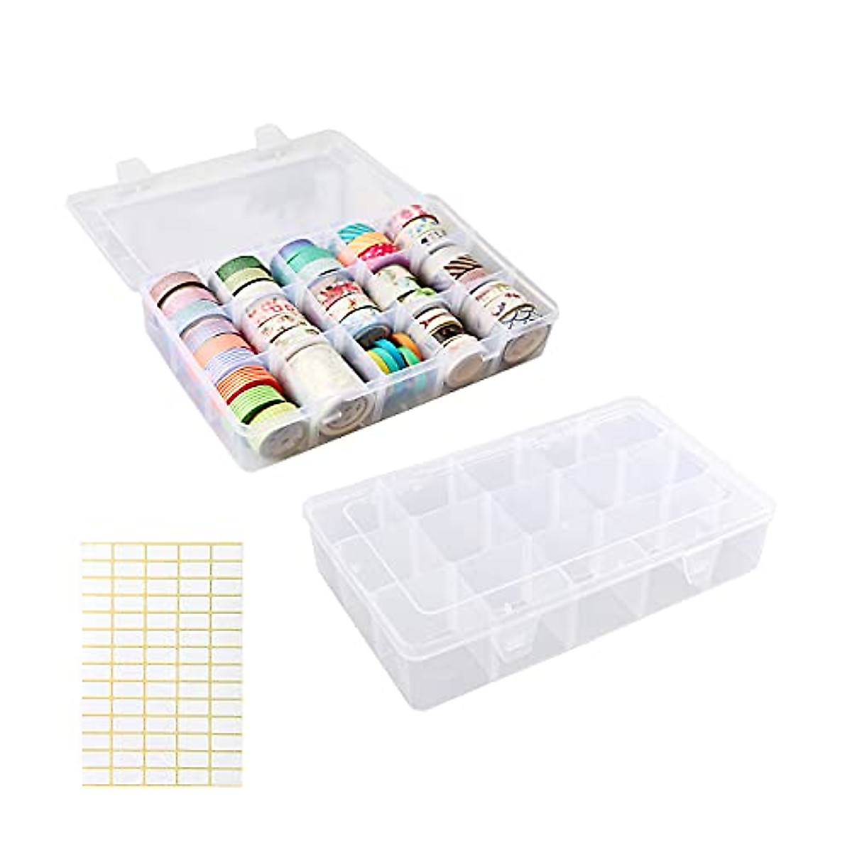 2 Pack 15 Large Compartments Organizer Box Clear Plastic Jewelry Storage Container Box Craft Organizer Case with Removable Dividers for Beads Small Parts Jewelry Crafts(10.8" × 6.5" x 2.2")