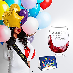 30th Birthday Gifts for Her Stemless Wine Glass 30th Birthday Decorations for Him 30th Birthday Gifts for Women 1993 30th Birthday Card 30th Birthday Sash