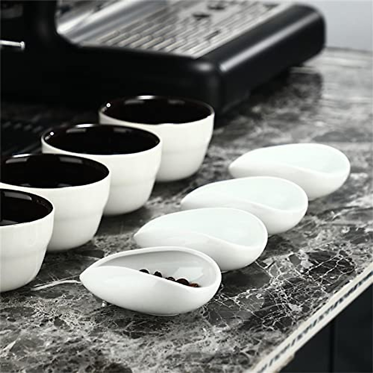 LIPPSY Coffee Dosing Cup, Coffee Beans Dosing Cup, Ceramic Tea Scoop, Pure White Ceramic Tea Vessel with Non-Slip Base