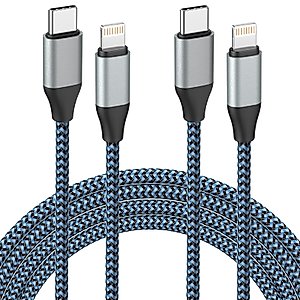 USB C to Lightning Cable, [Apple MFi Certified] 2 Pack 6FT 20W Fast Charging Syncing Cord Nylon Braided Compatible with iPhone 13/13 Pro Max/13 Mini/13 Pro/ 12/12Pro/12ProMax/11/11Pro/11Pro MAX/XS/XS