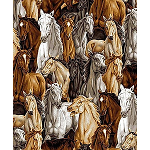 Horse Stampede Cotton Fabric by The Yard
