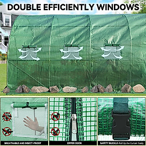 YITAHOME 10x6.5x6.5ft Greenhouse w/ Watering System Heavy Duty Green house Large Tunnel Greenhouses Kit Walk in Outdoor Plant Gardening Upgraded Galvanized Steel for Garden, Backyard, Green