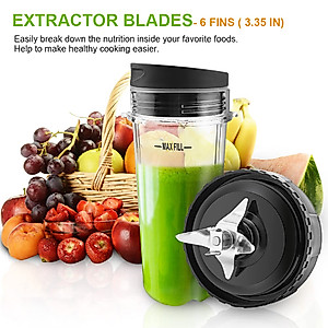 Feilifan Blender Replacement Parts for Nutri Ninja, 16 oz Single Serve Cups with Lids and 6 Fins Blade Assembly Compatible with Ninja Professional Blender BL660, BL663CO, BL770, BL780,BL772 30