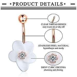 Dochais Belly Button Rings Belly Rings Surgical Stainless Steel Body Piercing Belly Button Ring Navel Rings for Women (Rose Gold)