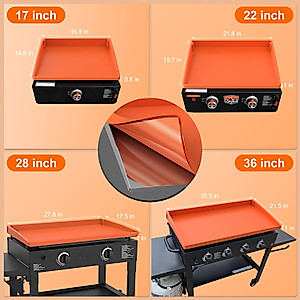 BANGIE Griddle Cover Mat for Blackstone 28 Inch Griddle Accessories - Full Wrap-Around Protection Silicone Mat for Griddle - Food Grade Silicone Grill Mat - ORANGE