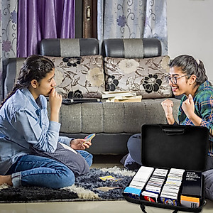 Comecase Large 3000+ Trading Card Game Holder & Organizer, Case for Baseball, Football Cards, for C.A.H, for TCG Cards and All Expansions. Storage Box with 7 Dividers and Shoulder Strap