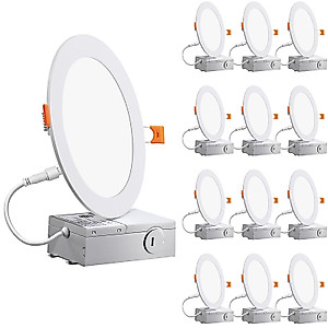 OOOLED Recessed Lighting 6 Inch, Canless LED Recessed Light Fixtures with Junction Box, 12W (100W Eqv), 950LM, 5000K Daylight, Dimmable LED Downlight and Ceiling Lights LED, ETL Listed, 12-Pack