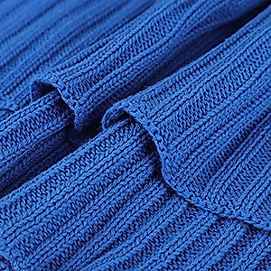 uxcell Cotton Cable Knit Throw Blanket Soft Throw Couch Covers Decors Knitted Blankets for Sofa Bed, Blue Throw(47" x 70")