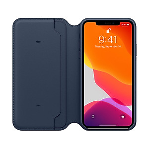 Apple iPhone 11 Pro Max Leather Folio - Deep Sea Blue, Slim Fit, Wireless Charging Compatible