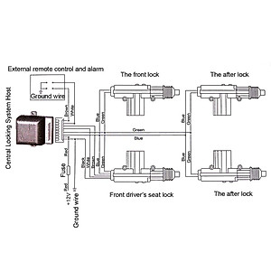 Car Remote Central Locking Kit - MASO 4 Doors Keyless Entry System + Anti-Theft Alarm Immobiliser System with Shock Sensor Universal Fits for All Car