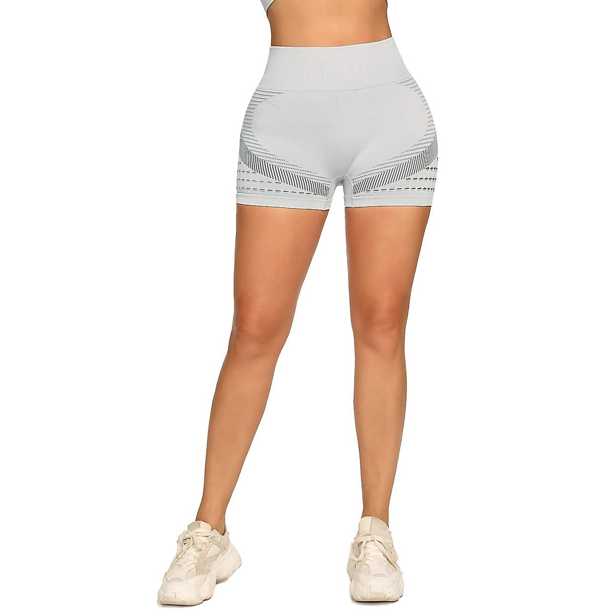 coastal rose Women's High Waisted Biker Shorts Workout Gym Athletic Running Yoga Shorts S Grey