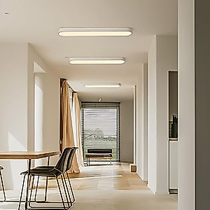 Becailyer Modern Ceiling Light, 72W Dimmable LED Ceiling Light Fixture with Remote Control, 31.4" Linear Ceiling Lighting Fixtures for Living Room Kitchen Dining Room Bedroom Hallway, White