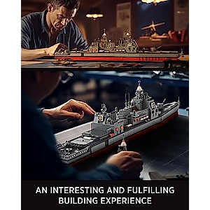 Nifeliz Ticonderoga-Class Cruiser, Ticonderoga-Class Guided-Missile Cruiser Building Toy, Military Warship Display Model Set with Stand for Adult Gift Giving (1,513 Piece)