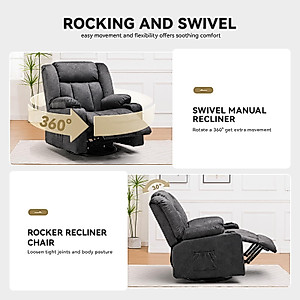 COMHOMA Manual Recliner Chair Set，Fabric Reclining Sofa Chair with Cup Holders, Upholstered Recliner with Side Pockets Suitable for Living Room Furniture (3+2+1)