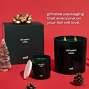 Snif Old Saint Wick Christmas Scented Candle | Siberian Pine, Apple, Rosemary, Jasmine, Fir Balsam, Sandalwood Cedar Wood | Soy and Vegetable Wax Holiday Candles Gift | 50+ Hours Burn Time, 8.5oz