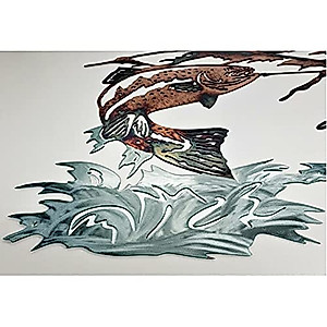 Outdoor Deer Statues HUNTING & TROUT FISHING SCENE METAL WALL ART Solar Yard Gnome