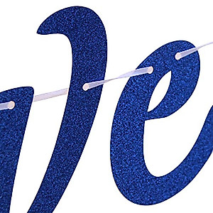 Blue Glitter Let The Adventure Begin Banner - Congrats Grad Bunting Sign - Graduation/Retirement/Bon Voyage/Baby Shower/Moving Party/Travel Theme Party Decorations