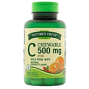 Nature's Truth Vitamin C 500 mg Chewable with RH Tabs, 60 Count (Pack of 3)