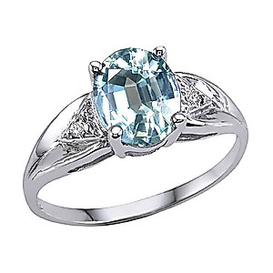 Tommaso Design Genuine 9x7 Oval Aquamarine Ring 14 kt Yellow Gold Size 8