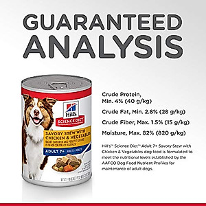 Hill's Science Diet Senior 7+ Wet Dog Food, Savory Stew With Chicken & Vegetables, 12.8 oz. Cans, 12-Pack