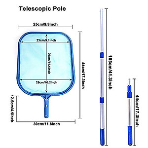 IronBuddy Pool Skimmer Net with 17-41 inch Telescopic Pole Leaf Skimmer Fine Mesh Rake Net for Swimming Pool Hot Tub Spa Pond Cleaning