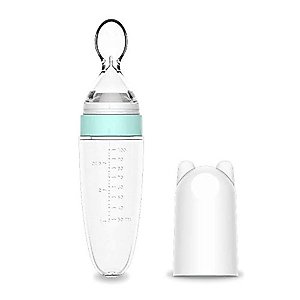 Burabi Silicone Squeeze Feeding Spoon, Baby Food Dispensing Spoon With Dust Cover, BPA Free