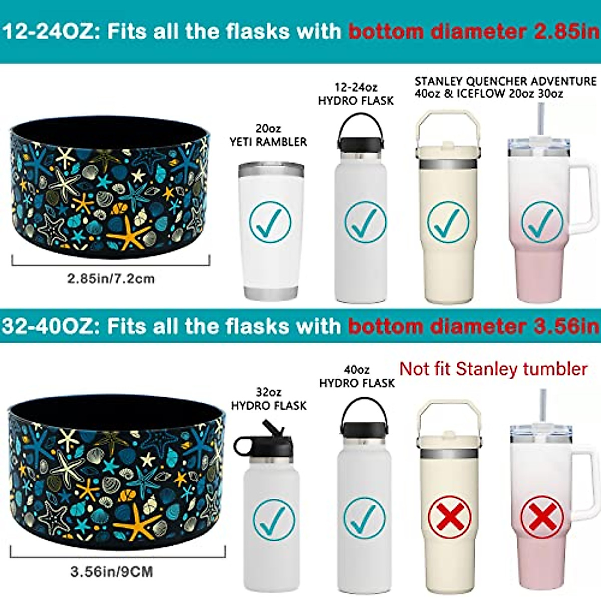 HEYSKAY Protective Flask Silicone Boot Cover Base for Stanley Quencher Adventure 40oz & IceFlow 20oz 30oz Tumbler and Compatible with 12oz 24oz Hydro Yeti Flask Water Bottle and More