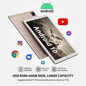 YOTOPT 10 Inch Android 11 Tablet, 10.1 Inch Octa-Core Tablets 64GB ROM 4GB RAM 1 TB Expand, 2.5D IPS HD Touch Screen, Google Certificated Wi-Fi Tablets, GPS, FM, U10 Tablets Wi-Fi Only