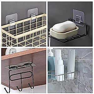 14 Pack Shower Caddy Adhesive Replacement, Shower Caddy Adhesive Strips Shower Caddy Hooks Strong Adhesive Wall Hooks No Drilling Waterproof Adhesive Hooks Flat Hooks for Shower Caddy