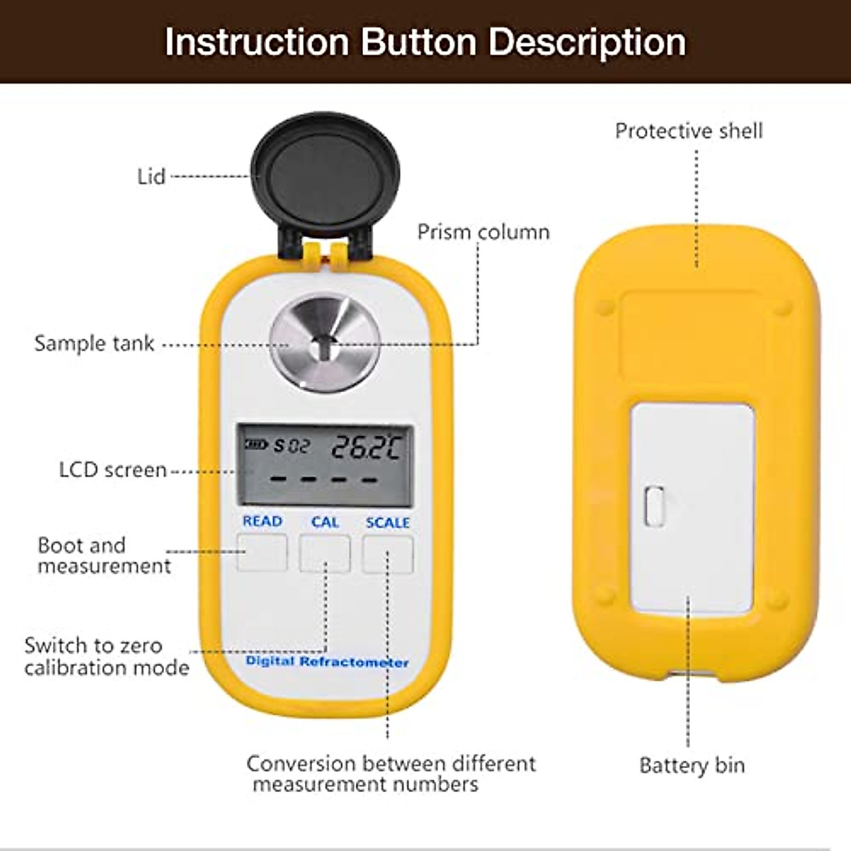 Digital Coffee Concentration Refractometer with BRIX Display Coffee Concentration Meter Sugar Drinks Density Coffee Brix Total Dissolved Solids Meter with TWO Measurement Modes