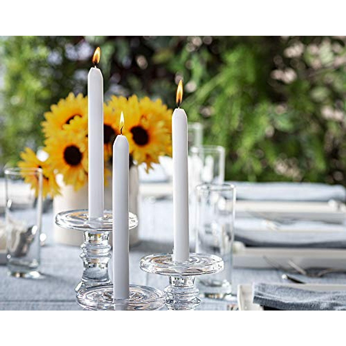 BOLSIUS White Dinner Candles - 10 Pack Unscented 9 Inch Straight Taper Candle Set - 8 Hour Burn Time - Premium European Quality - Smokeless And Dripless Household, Spa, Wedding, And Party Candlesticks