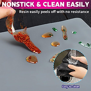 3 Pack Silicone Mats for Crafts, LEOBRO 15.7” x 11.7” Silicone Sheets for Resin Jewelry Casting Molds, Placemat, Nonstick Multipurpose Silicone Craft Mats for Resin Molds, Black, Dark Gray,Transparent