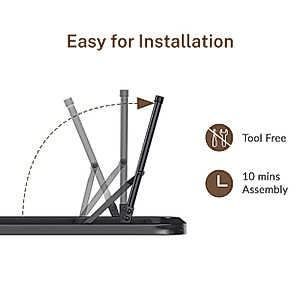 VIPSHOW 18 Inch Twin Metal Bed Frame Folding Bed Frame Tool-Free Assembly Mattress Foundation No Box Spring Needed Platform 2500lbs Heavy Duty Steel Slats, Noise-Free, Easy Assembly, Black