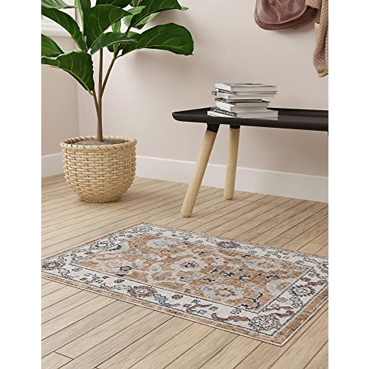 Rugs.com Eco Traditional Collection Rug – 5' x 8' Almond Beige Medium Rug Perfect for Bedrooms, Dining Rooms, Living Rooms