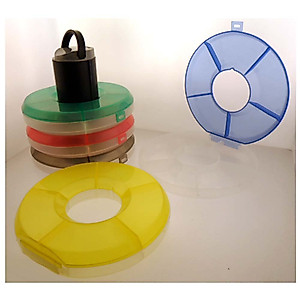 BIN BUDDY 5 Stackable Bead Storage Boxes | "Donut" Compartments | 6" (15.2 cm) Diameter, 1" (2.5 cm) Tall Each | 25 Total Sections | Clear Bottoms & Transparent Tops