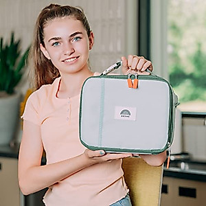 uninni Mint Insulated Lunch box for Kids - Age 3+ with Leak-Resistant Storage, Mesh Pocket, Removable Divider for Snacks, Sandwiches and Drinks, BPA-Free Food-Grade lunch bag kids, Girls and Boys