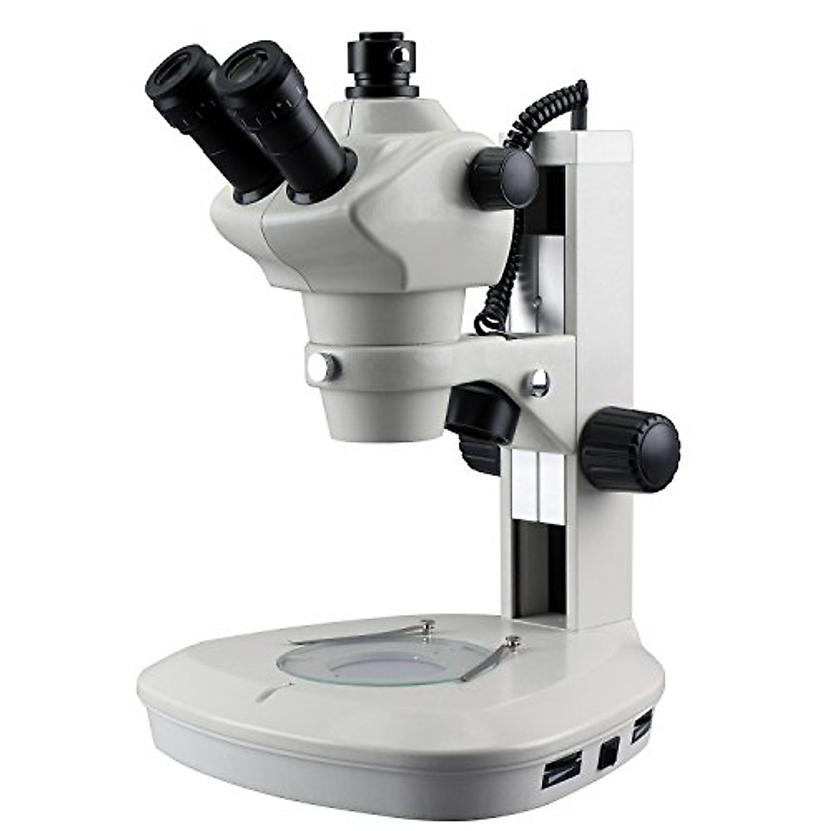 8X-50X Track Stand Stereo Zoom Trinocular Microscope w/Top & Bottom LED Lights