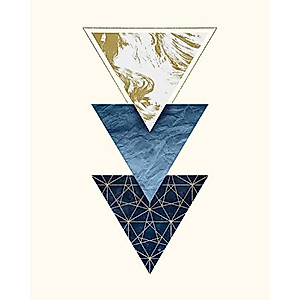 Modern Geometric Abstract Navy Blue Gold Wall Art Decor Prints, 4 (8x10) Unframed Photos, Artwork Gifts Under 20 for Home Bar Room Bathroom Office Design Studio Idea Lounge Student Teacher Friend