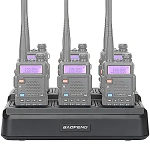 Baofeng UV-5R Six Way Charger Two Way Radio Multi Unit Charger Station for UV-5R UV-5R+ UV-5RE UV-5RTP UV-5X3 BF-F8HP RT-5R RT-5RV MK4 Radio and Battery
