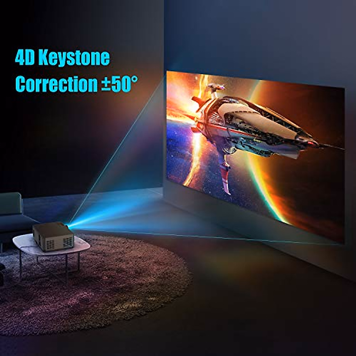 YABER Y21 Native 1920 x 1080P Projector 9000L Upgrad Full HD Projector, ±50° 4D Keystone Function Support 4k/Zoom, Home&Outdoor Projector Compatible TV Stick/HDMI/VGA/USB/iPhone/Android/Laptop/PS4 etc