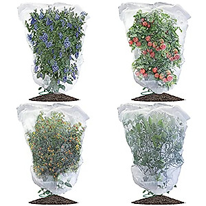4 Pack Garden Plant Fruits Blueberry Bushes Protection Netting Covers Bags with Drawstring, Tomato Protective Cover Garden Plant Netting Barrier Bags for Vegetables Fruits (4.6 x 5.9 Ft)