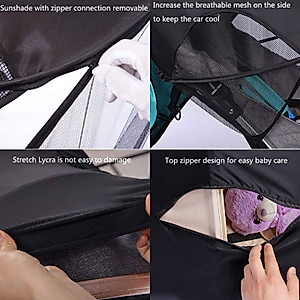 ADESUGATA Universal Stroller Sun Shade - Baby Stroller Sun Cover, Summer Pram Sunshade Awning Adjustable with UV Protection and Mosquito Net for Pushchair, Buggy, Carrycot (Black)