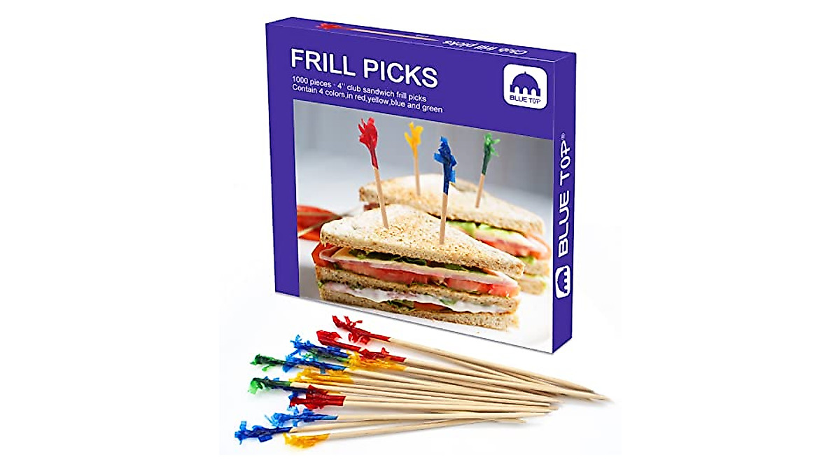 BLUE TOP Wood Frill Picks - 1000 Colorful Toothpicks