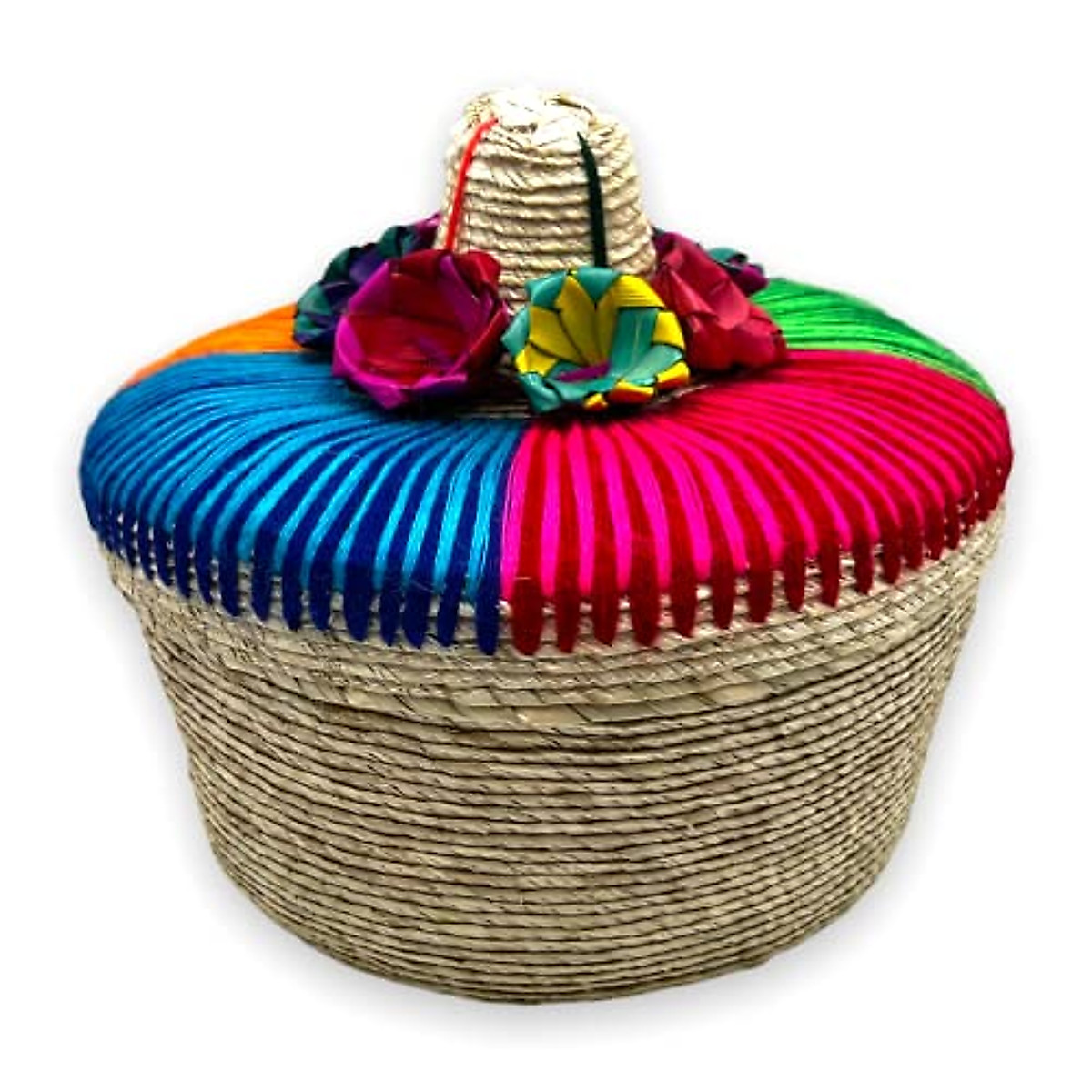Amantoli - Mexican 100% Handwoven Sombrero Tortilla Baskets (2 Piece Set) | Mexican Tortilla Warmer |Tortillero de Palma Hecho en Mexico | Palm Straw Mexican Tortilla Bowl | Fiesta - Decoration.