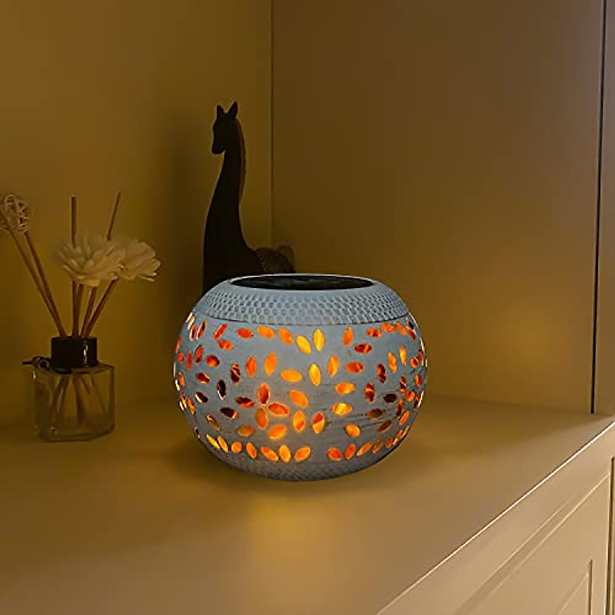 Solar Table Lights Outdoor Waterproof - Dancing Flickering Flame Lamp White Metal Tabletop Light Solar Powered Decorative Lighting Lantern for Desk Bedroom Patio Garden Pathway Yard (1 Pack)