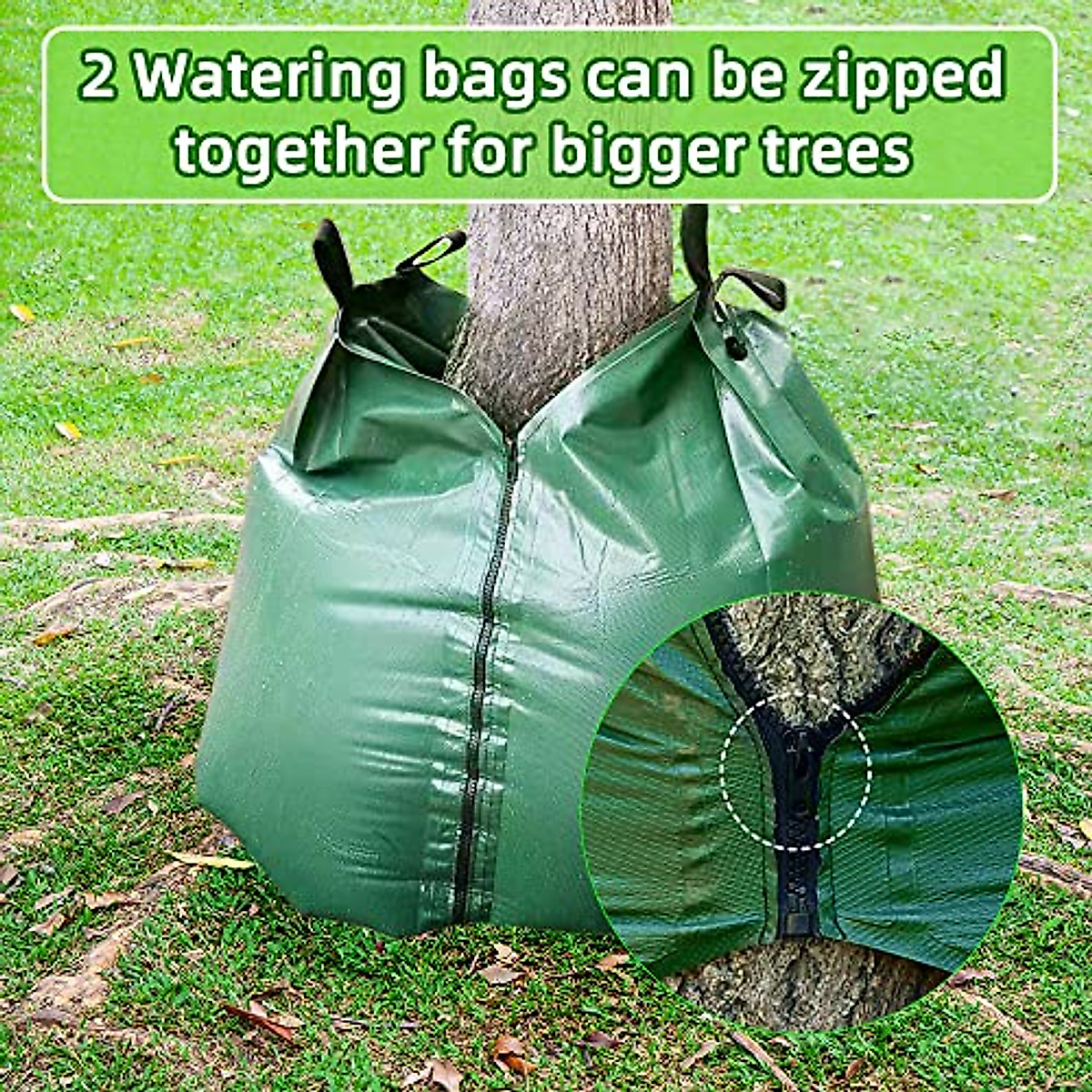 25 Pack Tree Watering Bag, 20 Gallon Slow Release Watering Bag for Trees, Premium PVC Shrub Watering Bag with Heavy Duty Zipper, Durable Reusable Drip Irrigation Bag