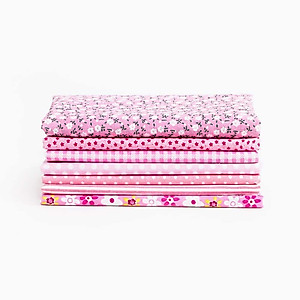 7Pcs Assorted Fat Quarter Bundle Quilt Quilting Cotton Fabric Sewing DIY Set ()