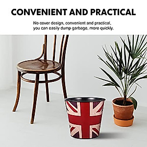 GANAZONO Vintage Leather Trash Can Retro Waste Toillet Paper Garbage Bin Basket Wastebasket Dustbin for Bathroom Bedroom Office British Flag